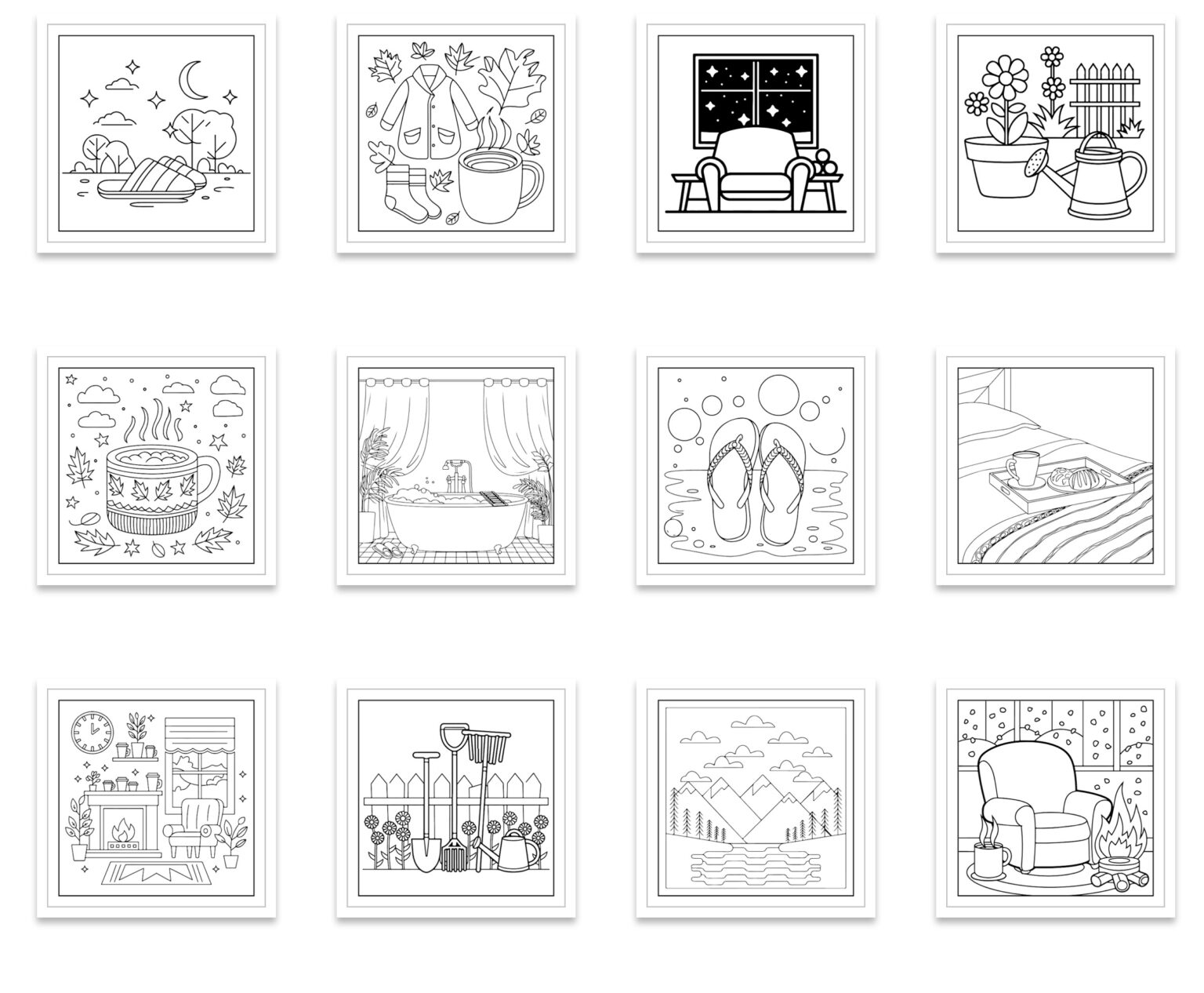 Free Comfy Days Coloring Pages for Kids and Adults