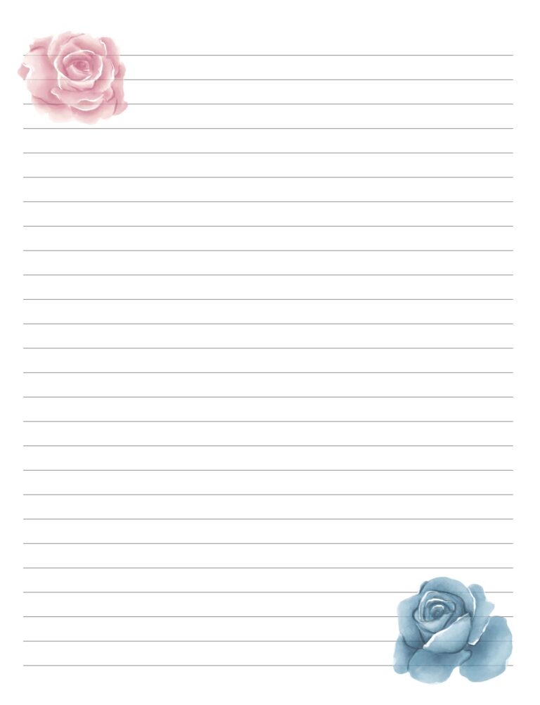 Free Floral Lined note Printable: Elegant Stationery for Journaling ...
